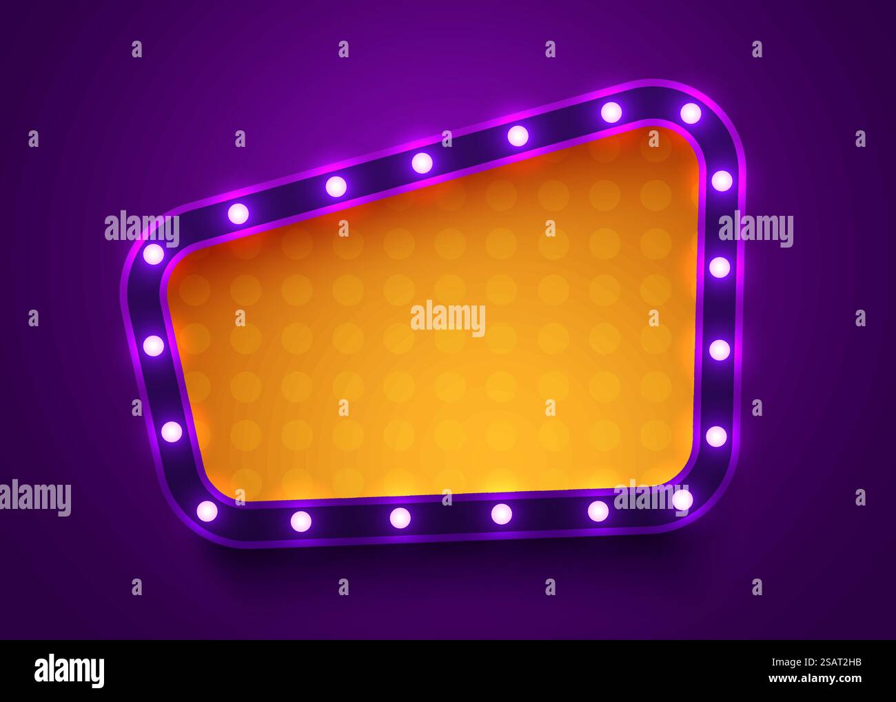 Retro light sign. Signboard with lamps border. Vintage style banner ...