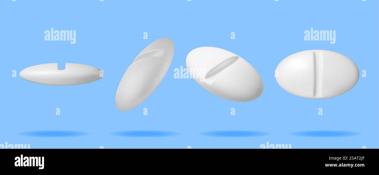3D Classic Pills from Different Angles Collection Isolated. Render ...