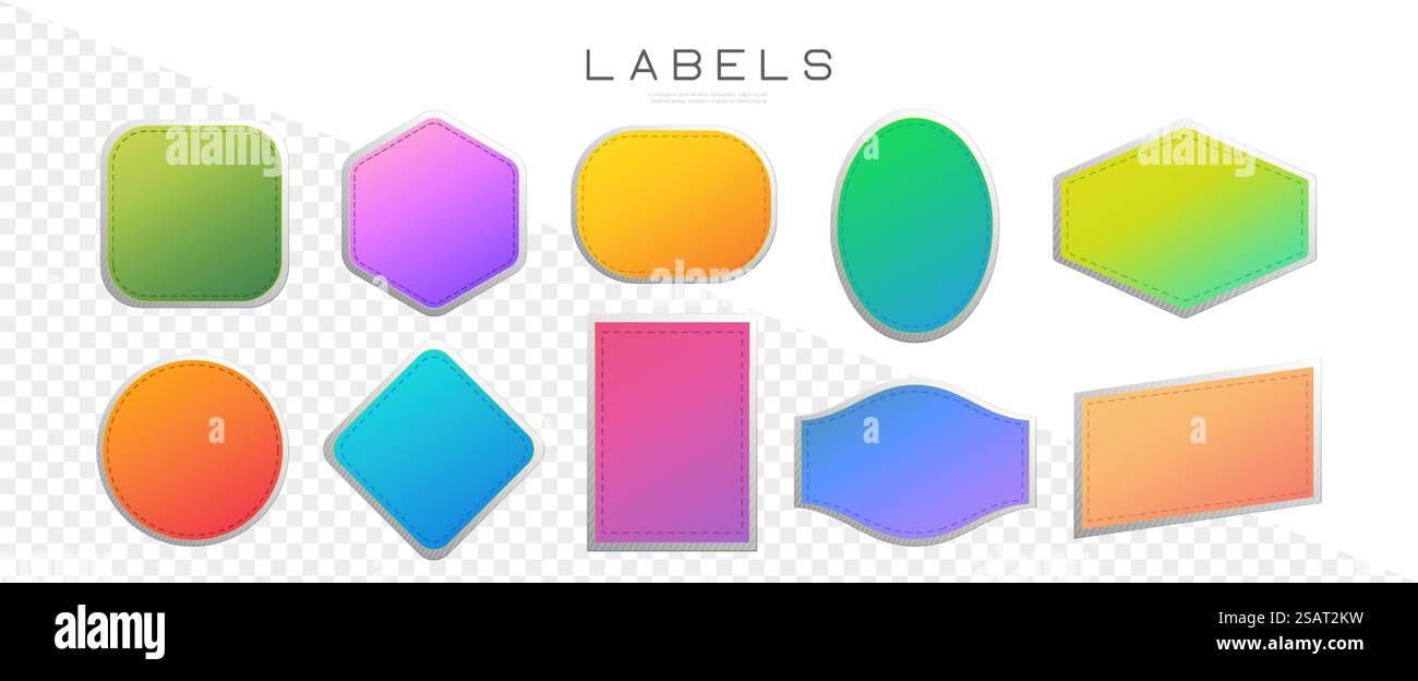 Set of vector labels. Colorful emblems or banners collection. Isolated ...