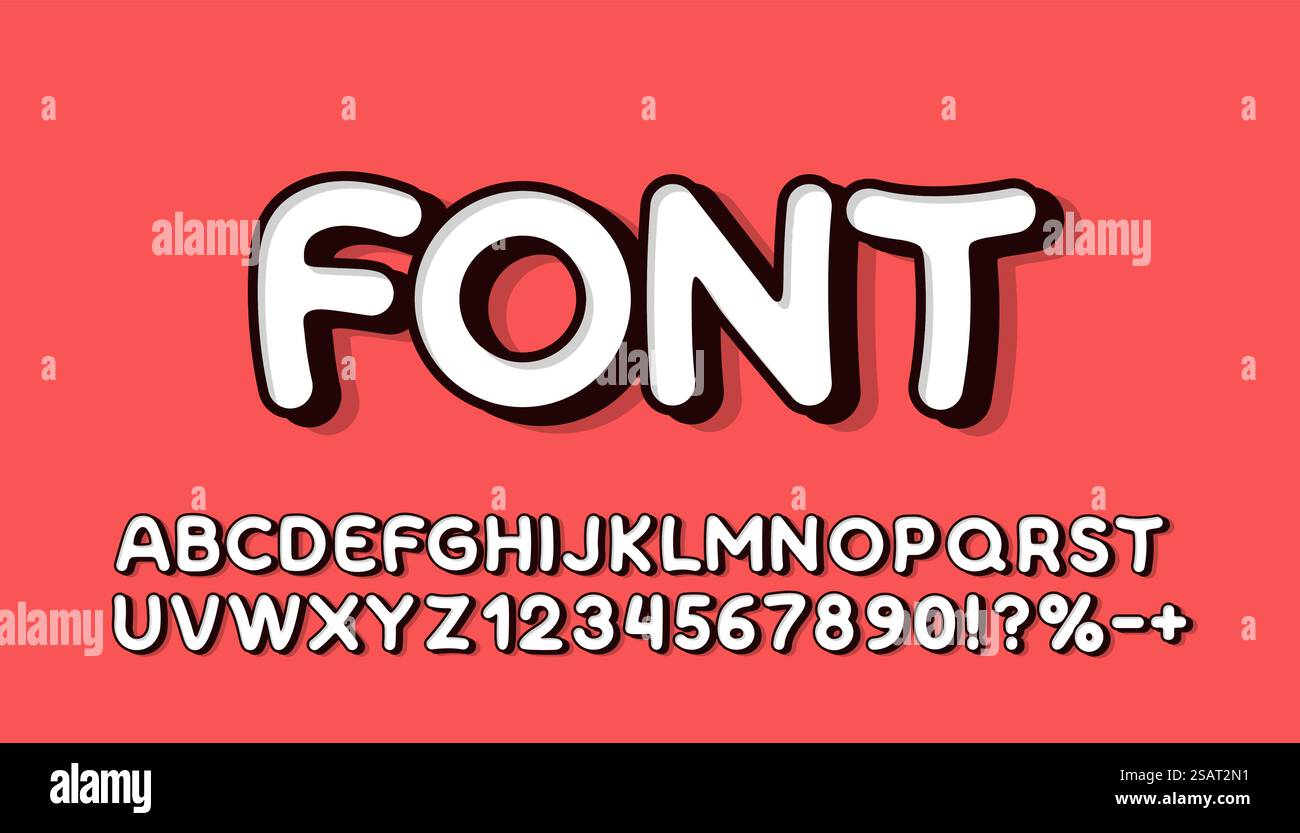 Style fun font. English alphabet and numbers sign. Vector. Style fun ...