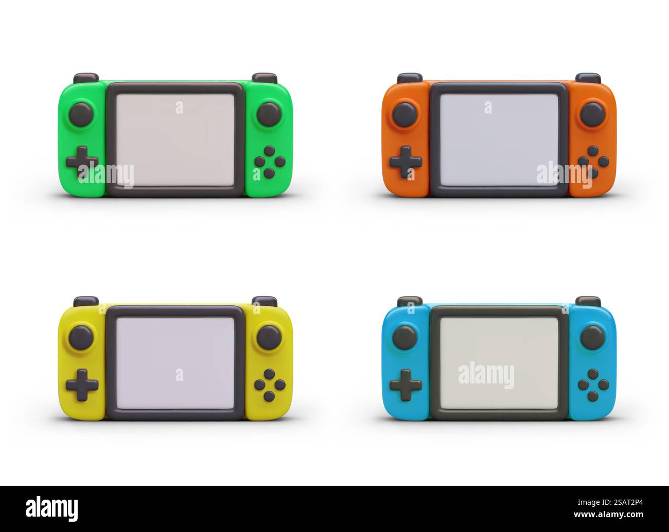 Set of realistic gamepads in different colors. Gaming devices with ...