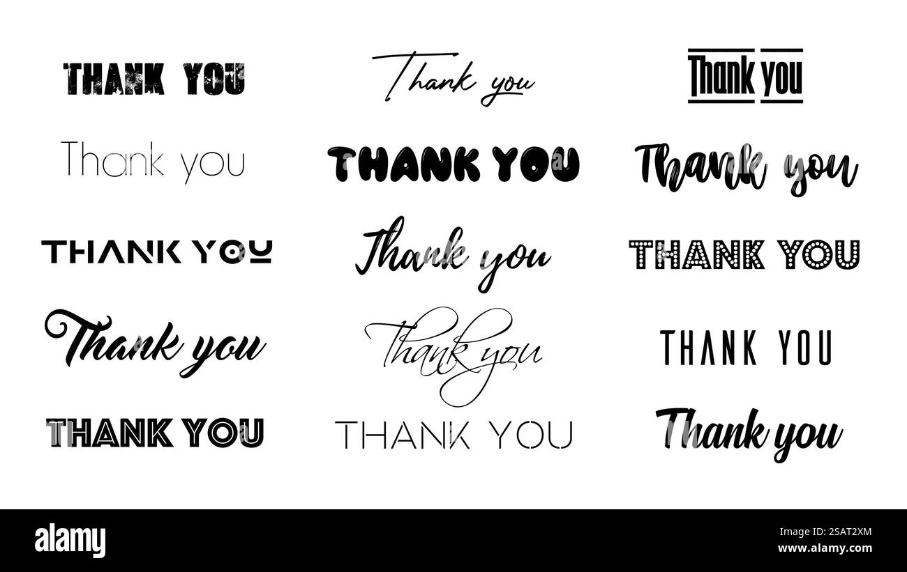Thank You inscriptions set. Calligraphy and lettering text for thanks ...