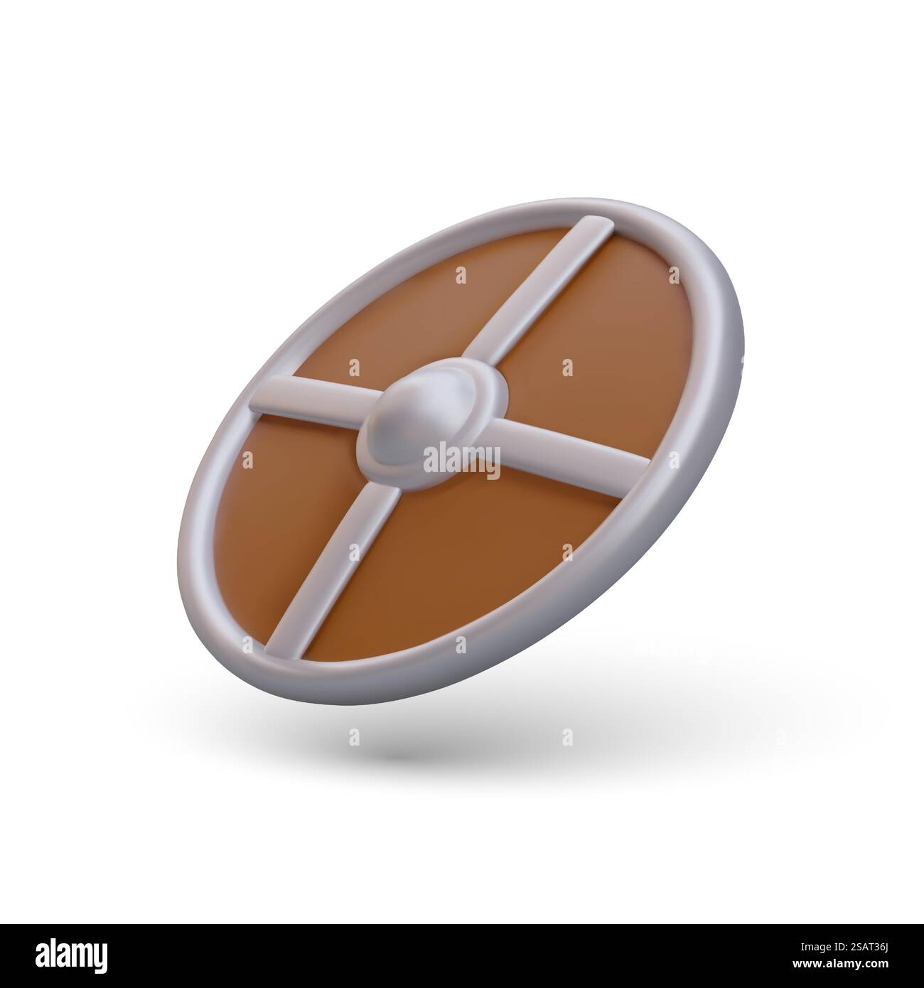 Side view of shield equipment. Knight competitions concept. Brown armor ...