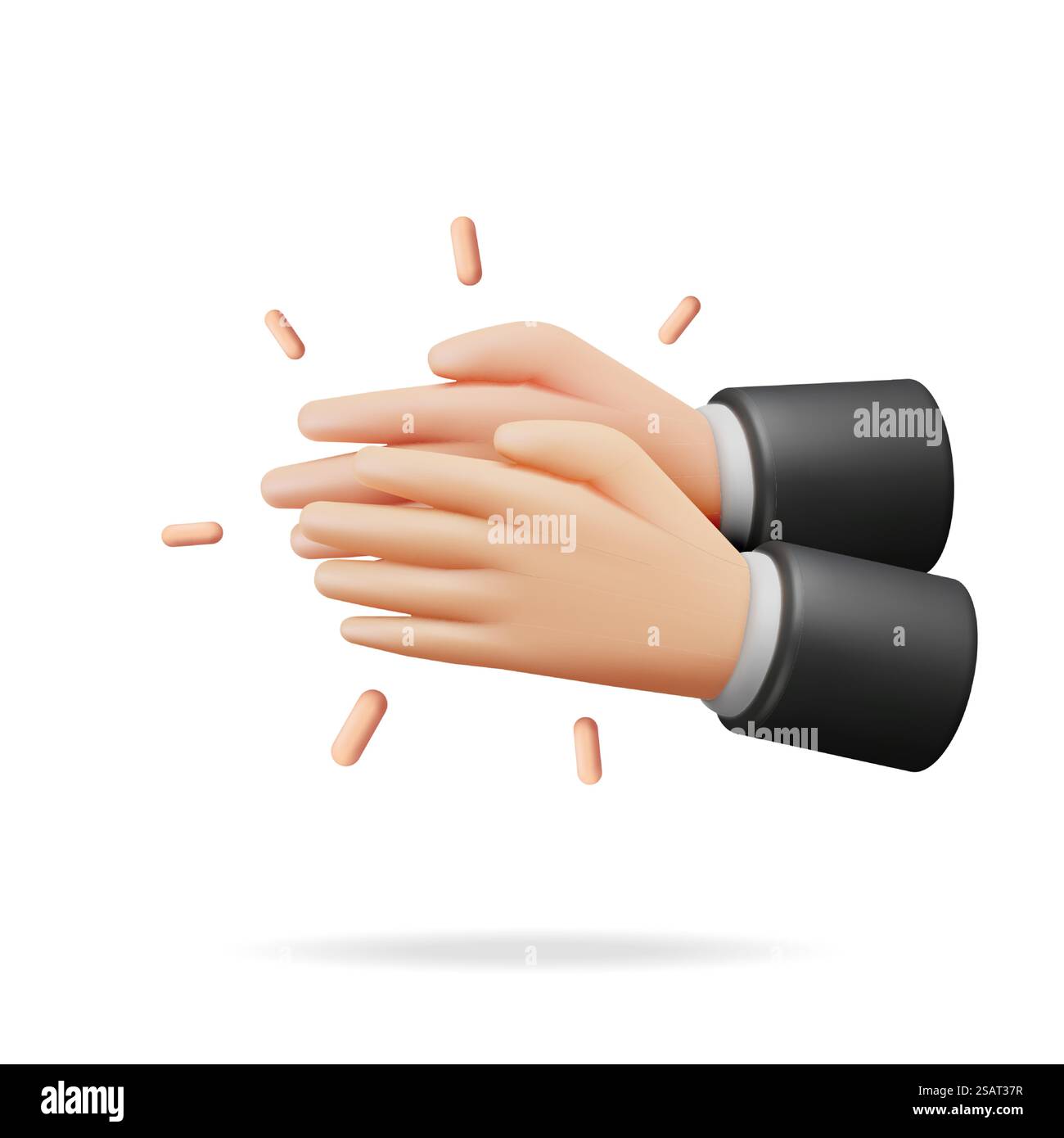 3D Human Hands Clapping Isolated on White. Render Cartoon Applaud Hands. Rubbing or Clapping ...