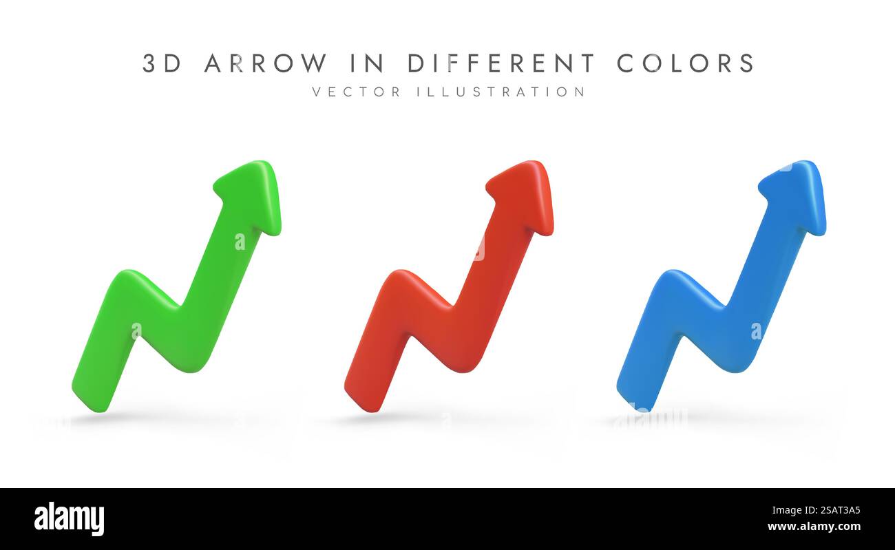 Set of business arrows of different colors. Upward movement, development. Financial chart ...