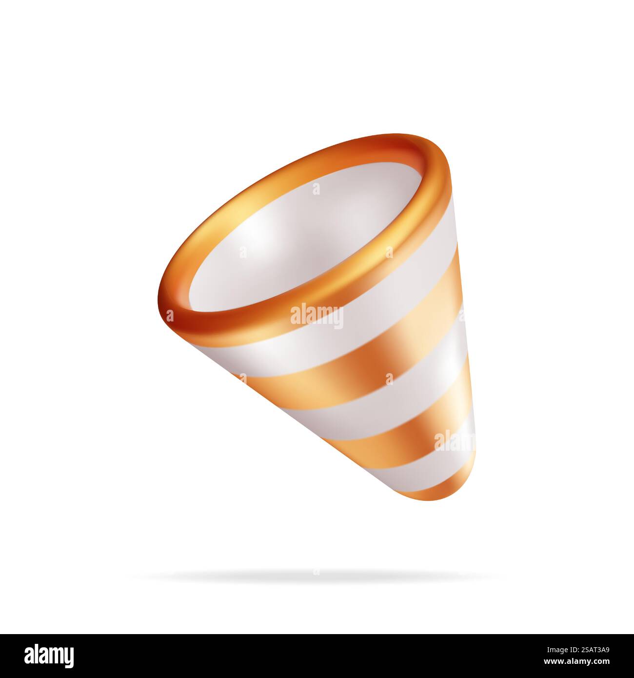 3D Gold Empty Party Popper Isolated on White. Render Plasticine ...