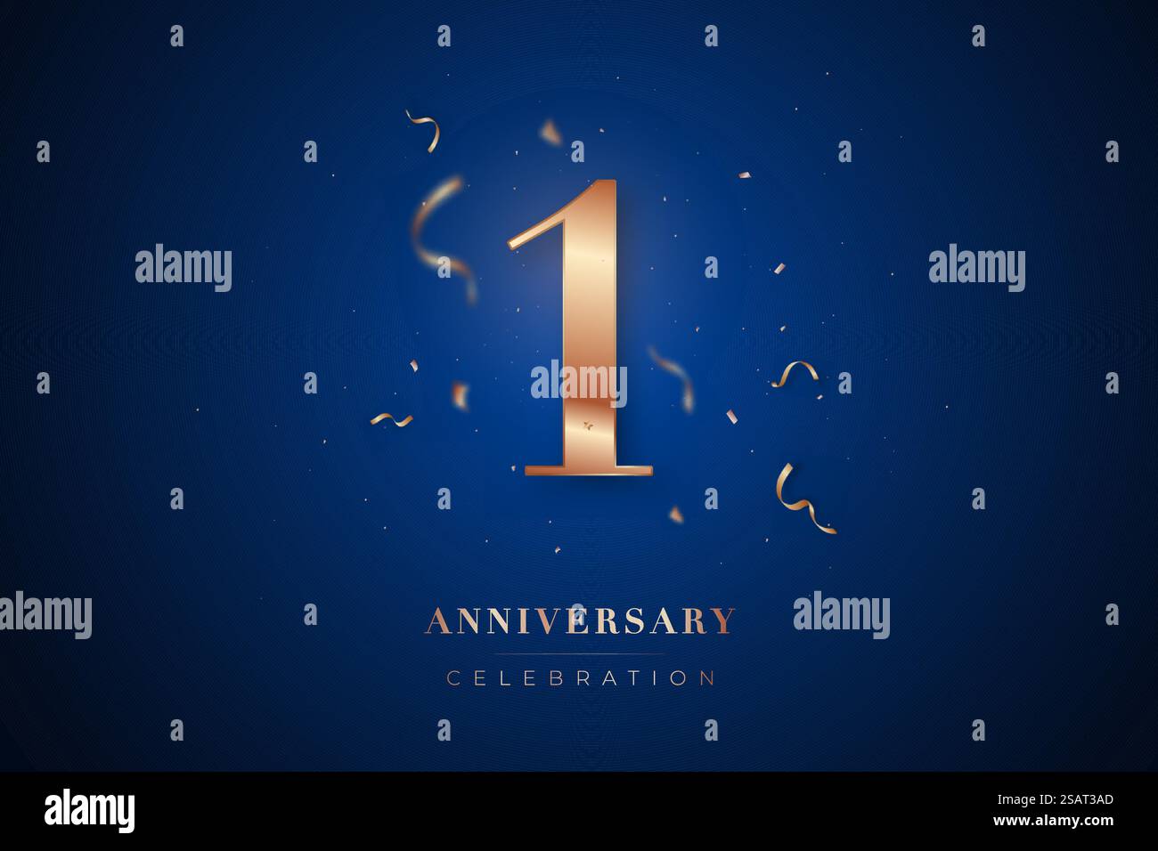 1st Anniversary celebration greeting card. Rose Gold metallic Number 1 ...