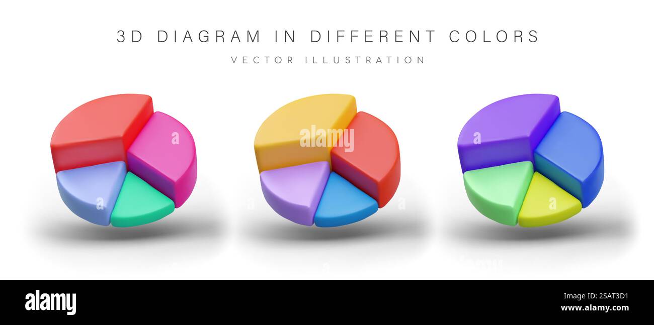 Set of colored pie charts. Vector illustration on white background ...