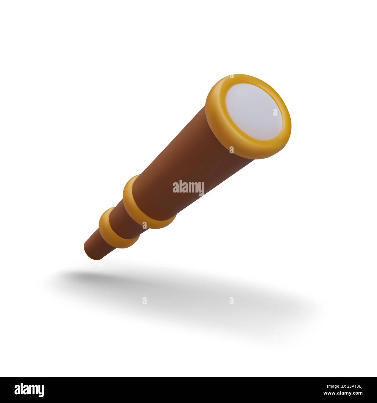 Realistic brown spyglass in tilted position. Scientific optical device ...