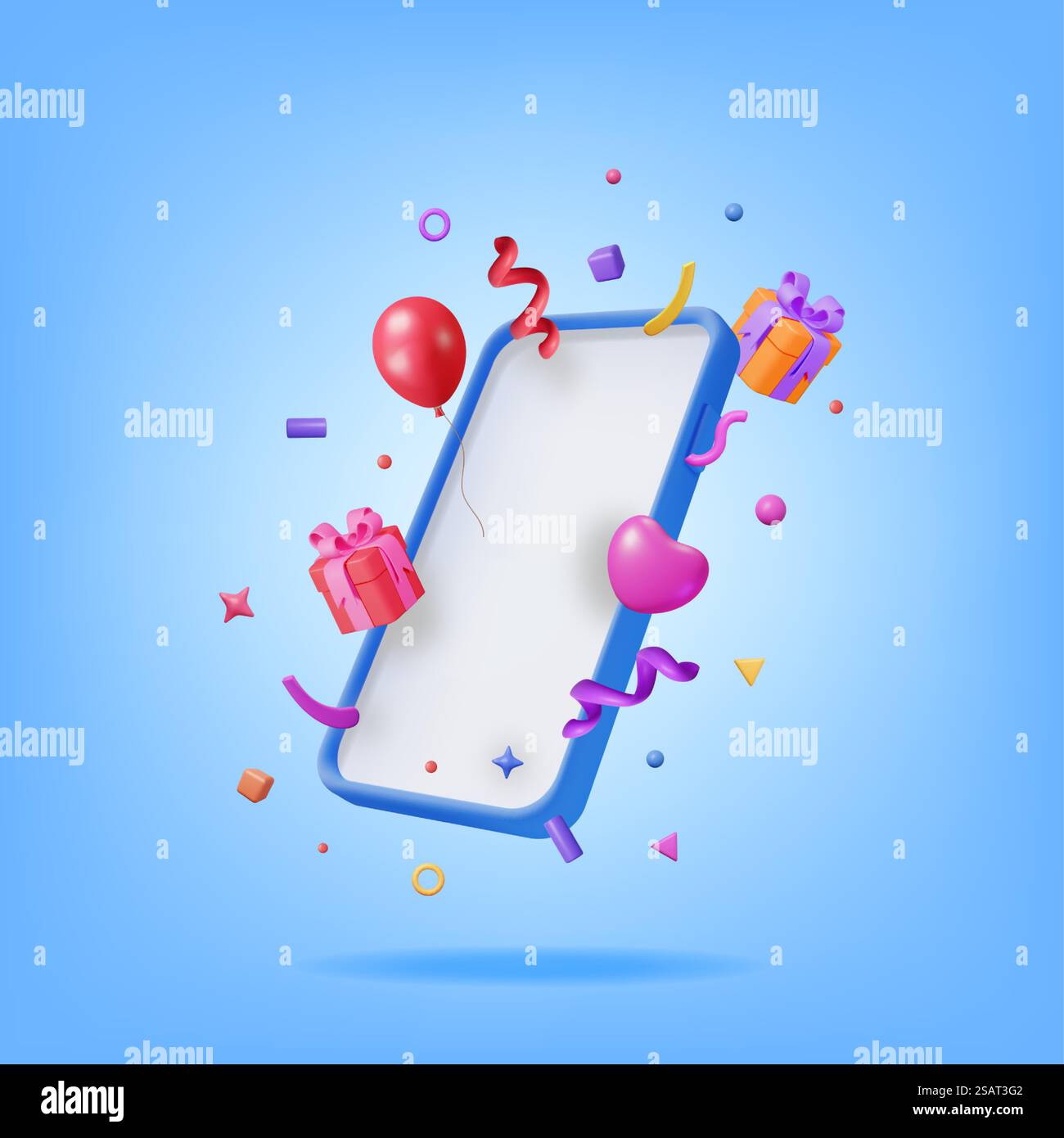3D Party Confetti on Mobile Phone. Render Plasticine Confetti on ...