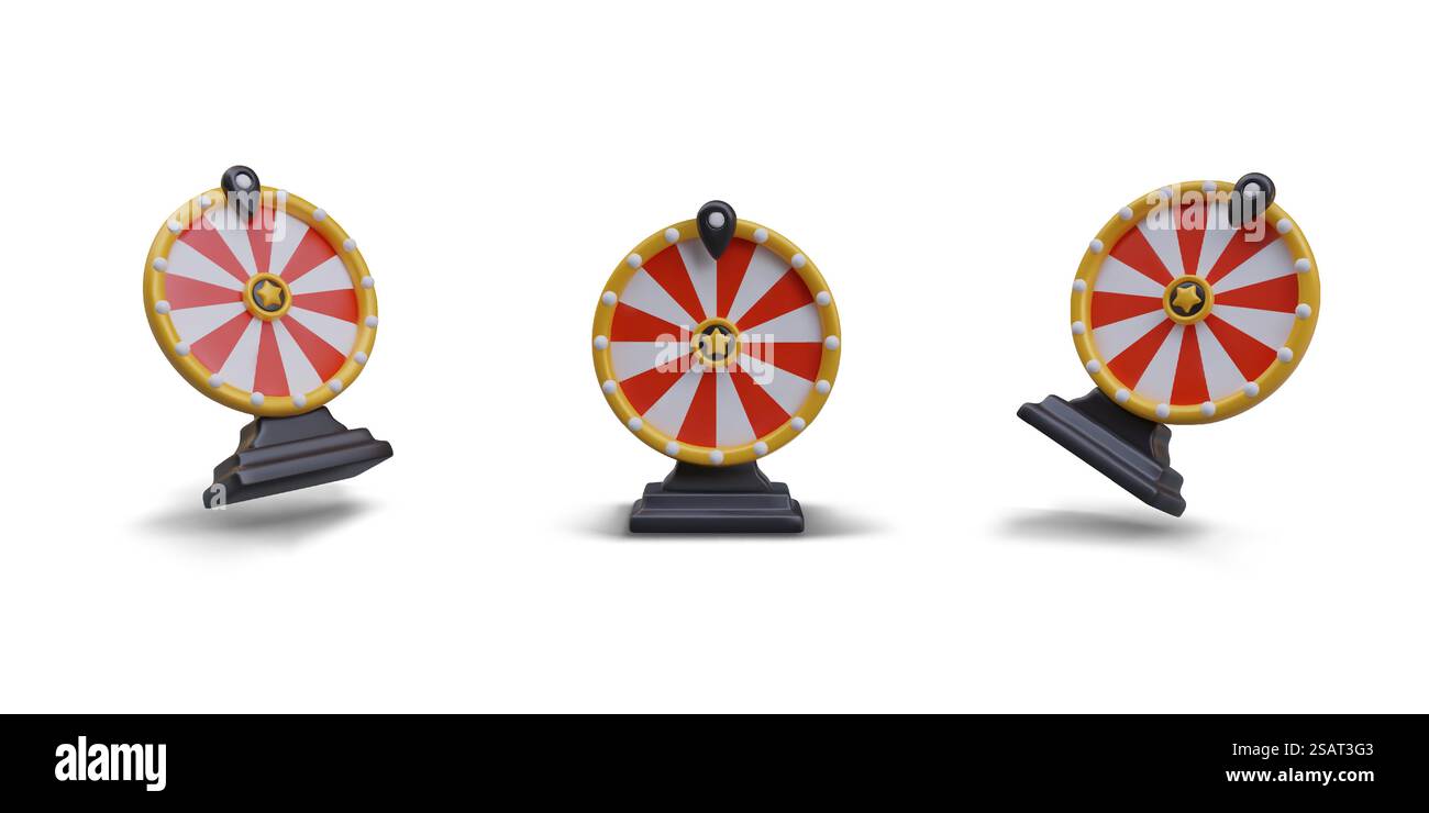 Vector realistic wheel of fortune in different positions. Roulette ...