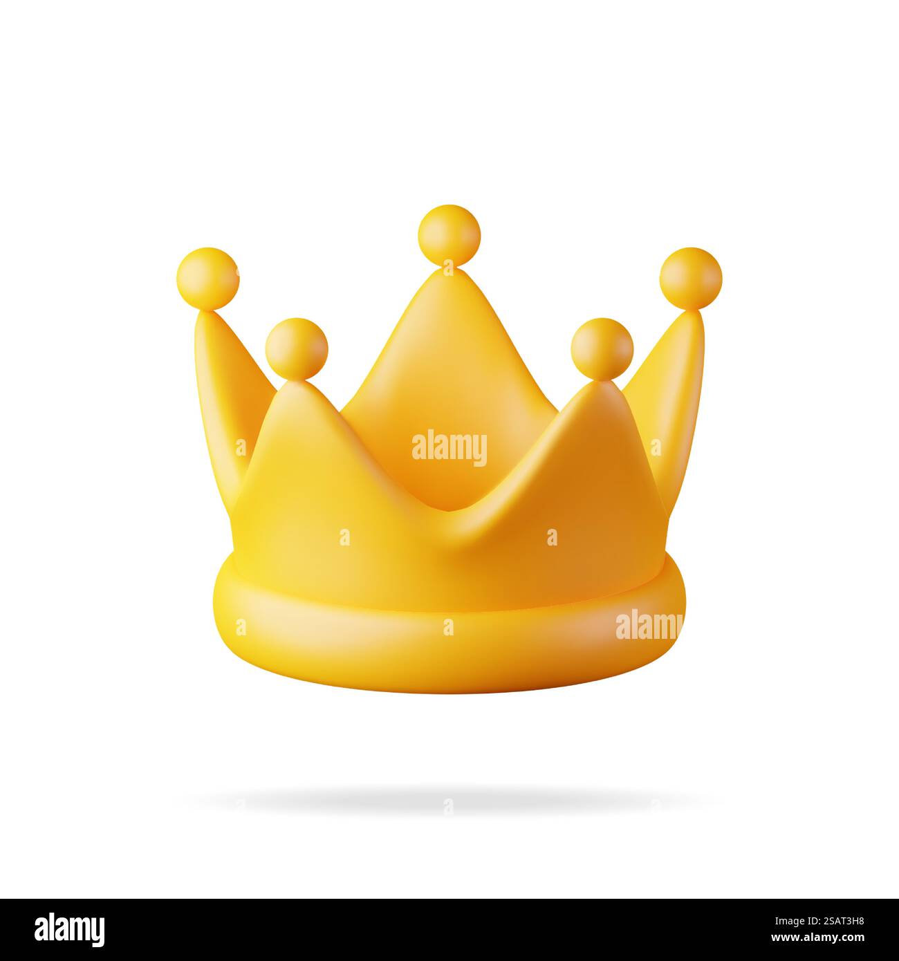 3D Gold Crown Icon Isolated on White. Render Golden Crown Emoji Symbol ...