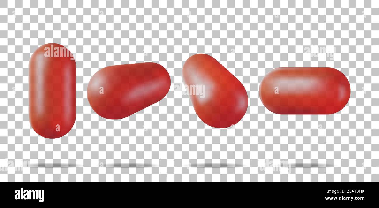 3D Classic Jelly Pills from Different Angles Collection. Render Gel ...