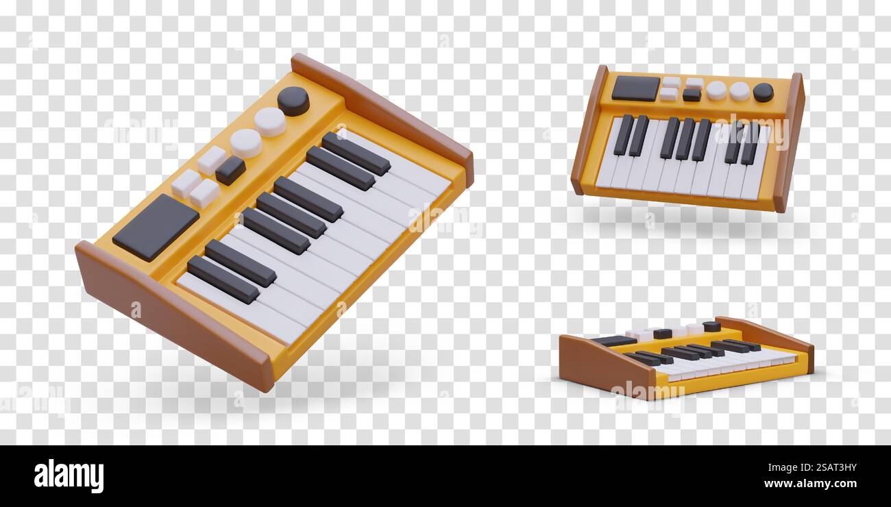 Collection of vector synthesizers. Modern electronic keyboard musical ...