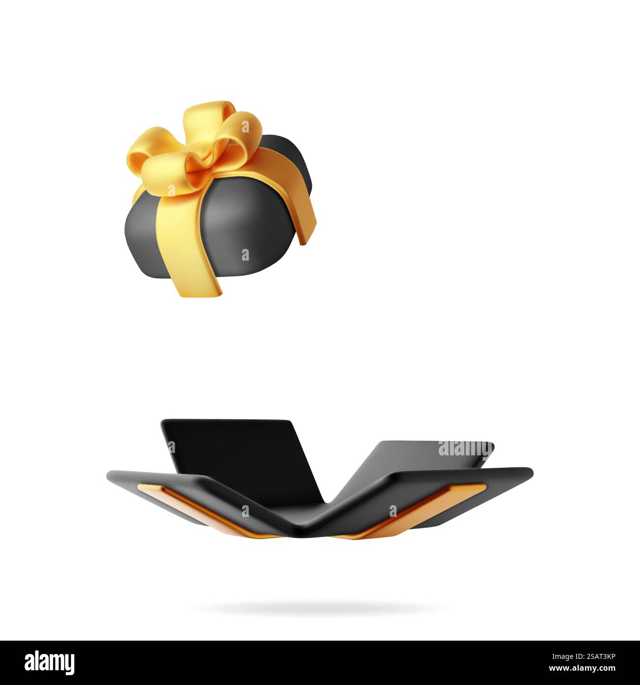 3D Open Gift Box Isolated on White. Render Colorful Wrapped Box ...