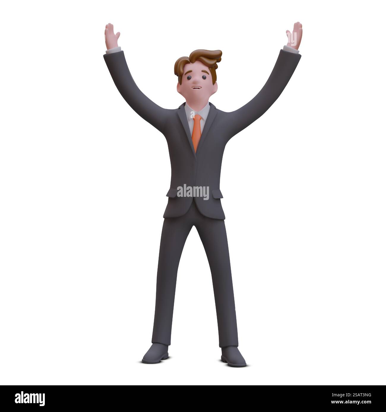 Man raised his hands and looks up. Gesture of success, joy. Achievement ...