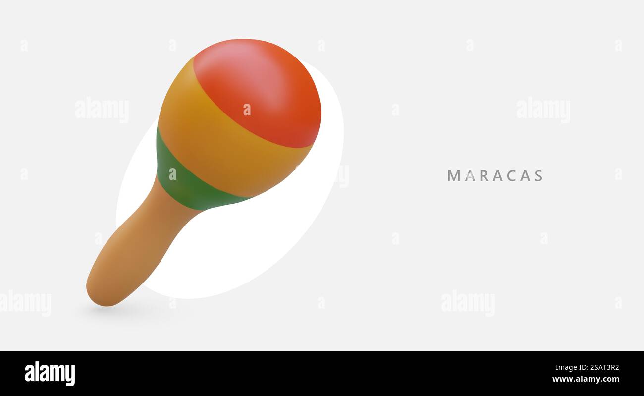 3d realistic colorful maracas on white background. Poster for music ...