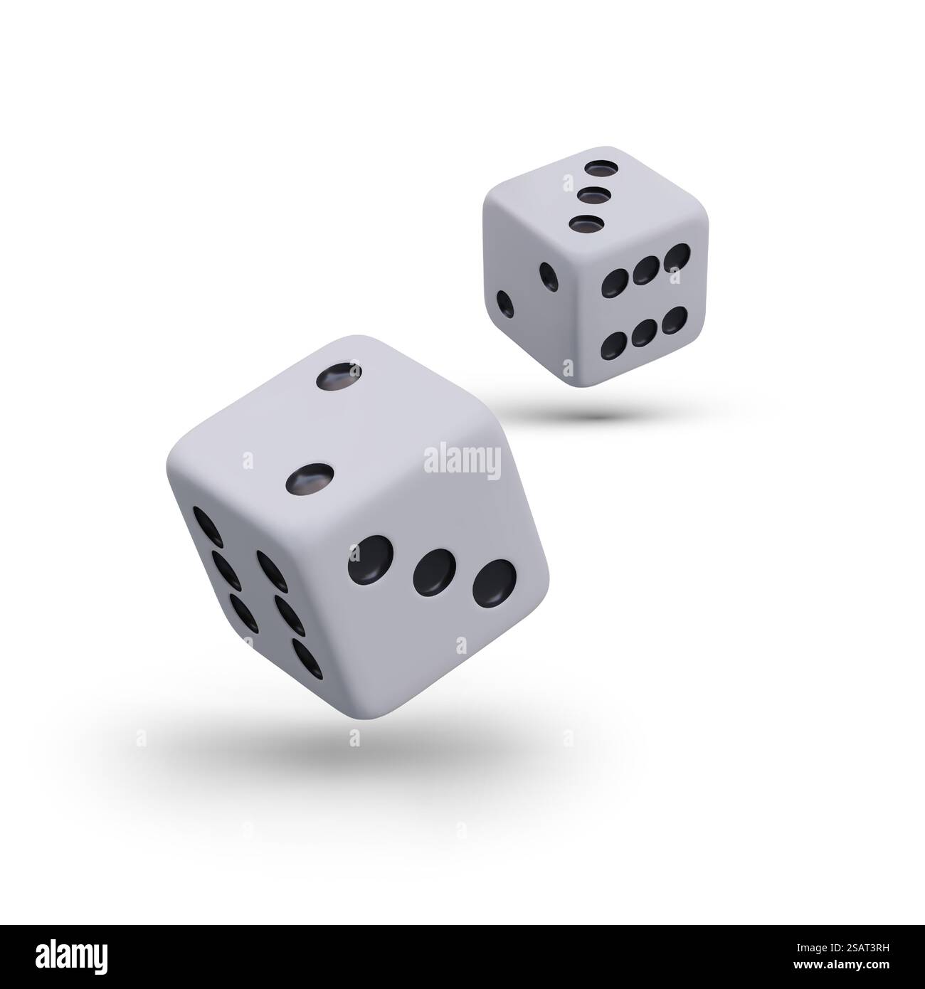 Realistic white dice with black dots. Vector elements with shadows ...