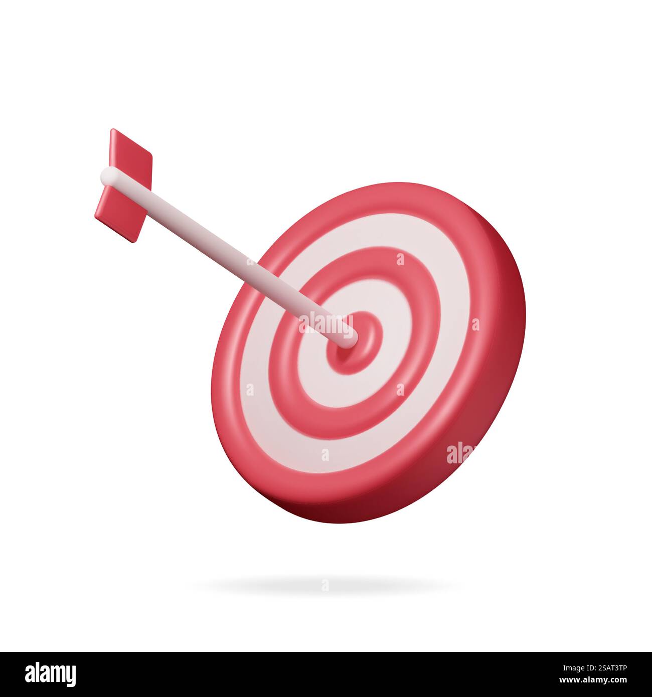 3D Target with Arrow in Center Icon Isolated on White. Render Dartboard ...