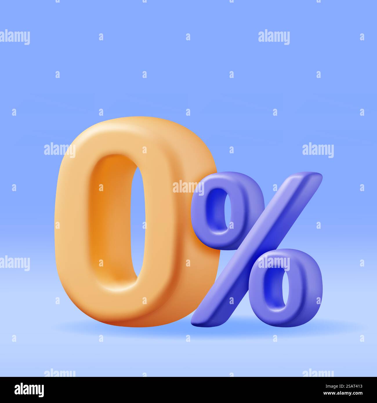 3D Realistic Zero Percent Sign Icon Isolated. Render Money, Finance or ...