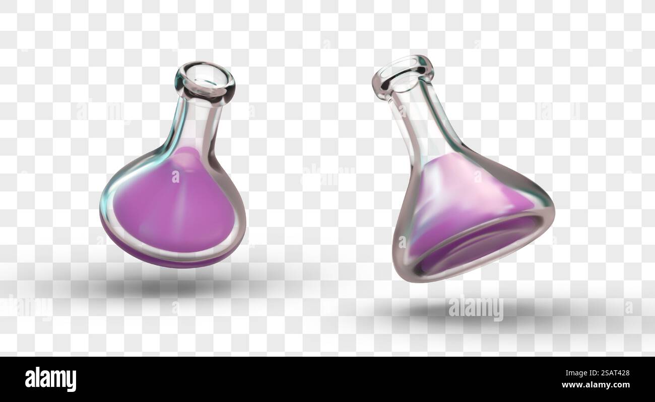 3D triangular round flask with narrow neck. Laboratory Erlenmeyer flask ...