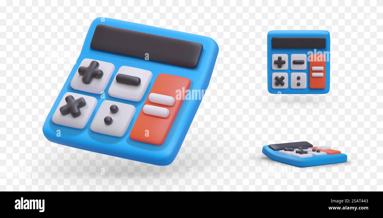 Set of 3D vector calculators in different positions. Icons for online ...