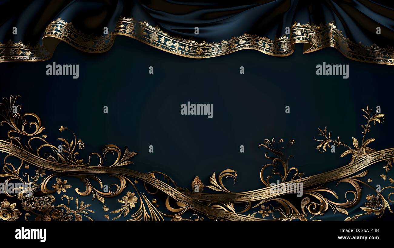 This image features a richly textured and ornate golden background with ...