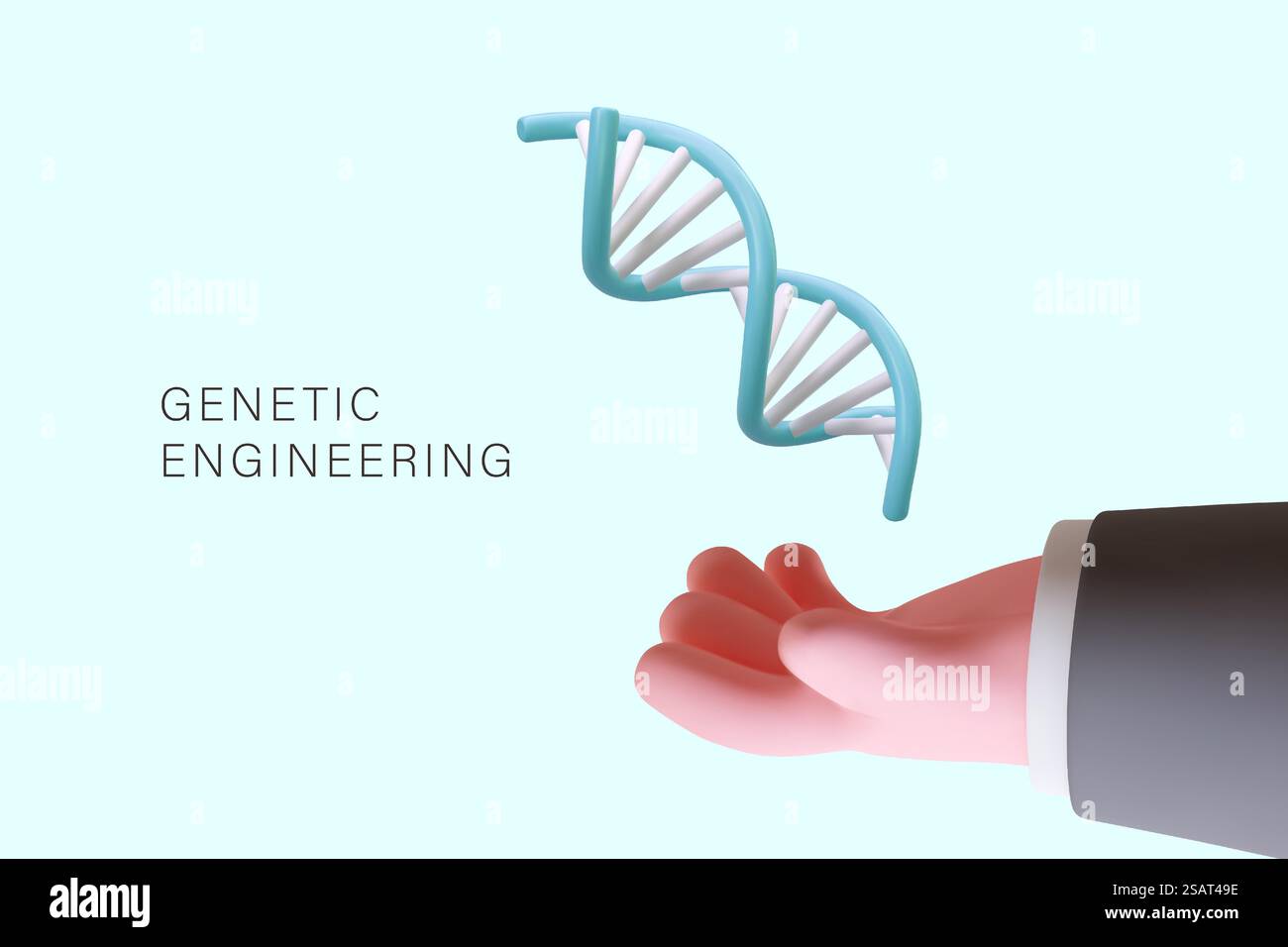 Genetic engineering. Realistic hand in suit, DNA double helix. Concept ...