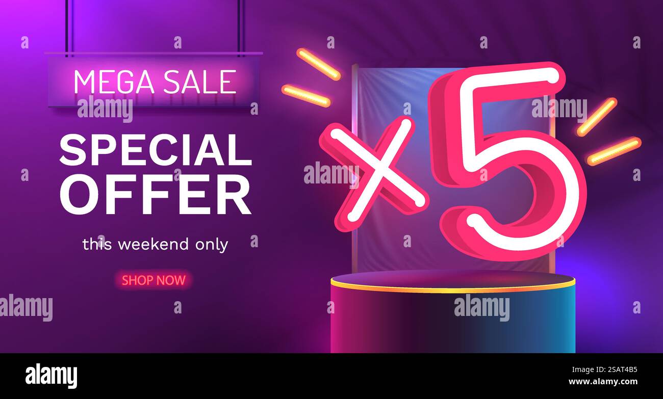 5x winner banner, promotion flyer, prize label. Vector. 5x winner ...