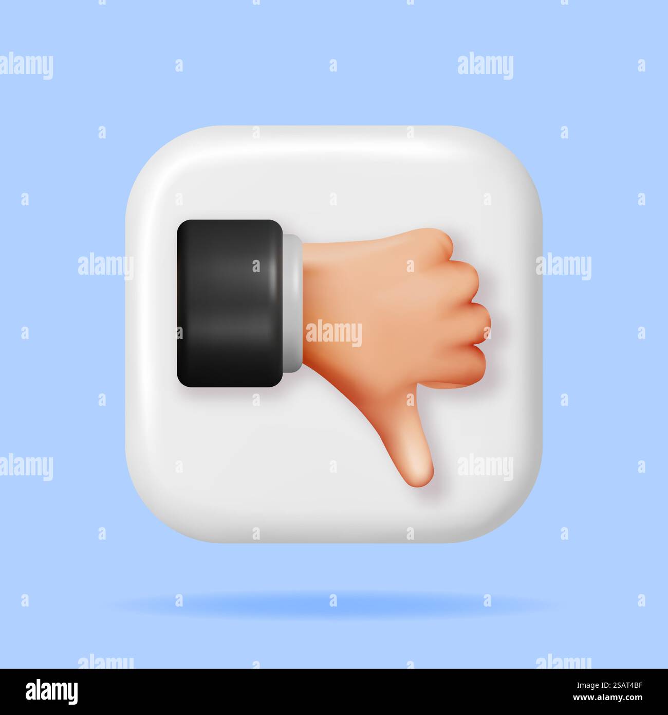 3D Thumbs Down Hand Gesture Isolated. Render Dislike Hand Button ...