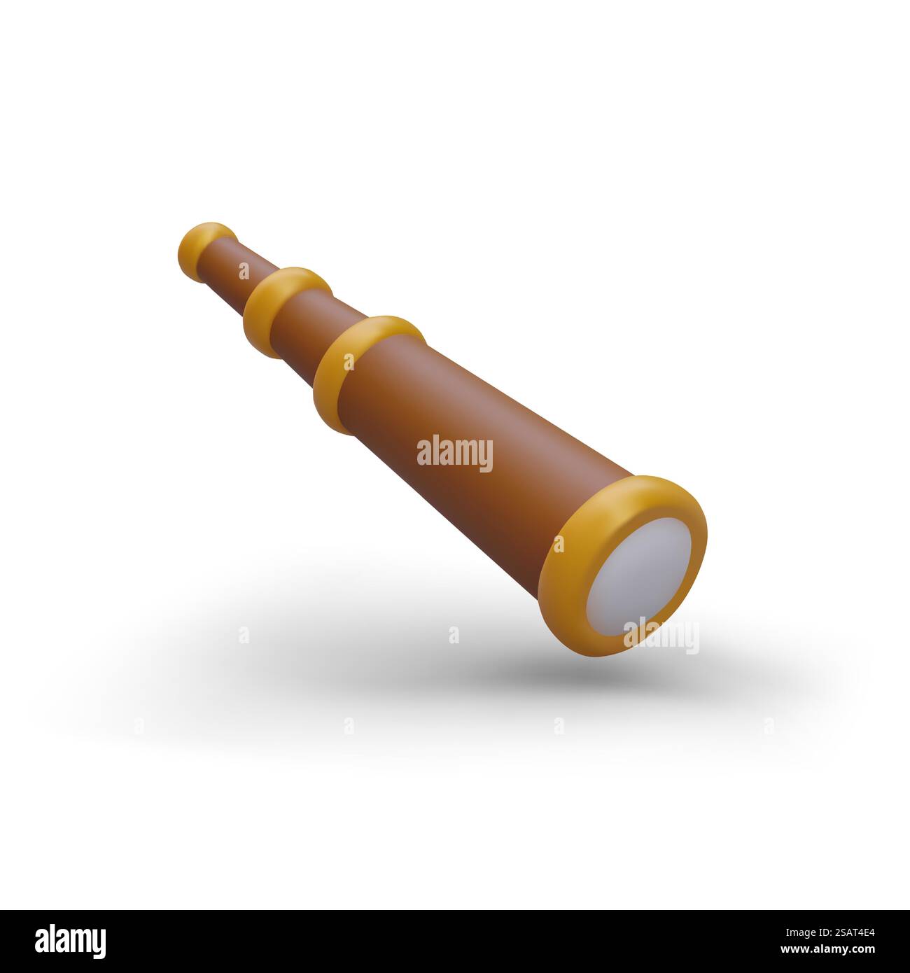 3D brown folding spyglass. Color vector image on white background ...