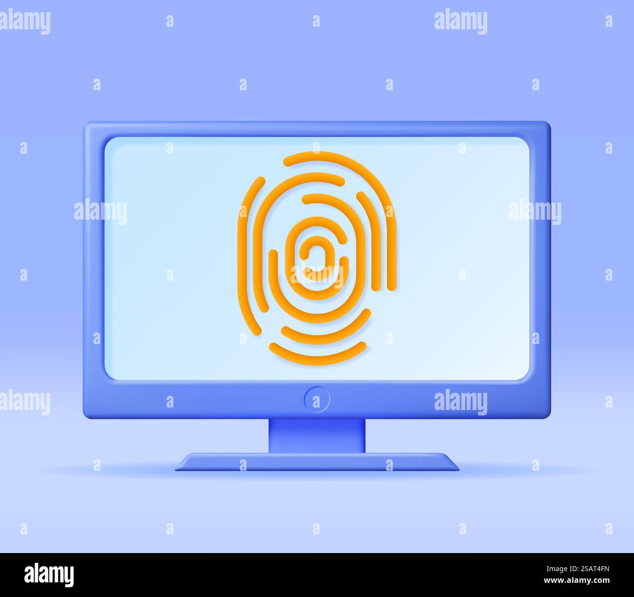 3D Fingerprint on Computer Isolated. Render Finger Print and Monitor. Identification and ...