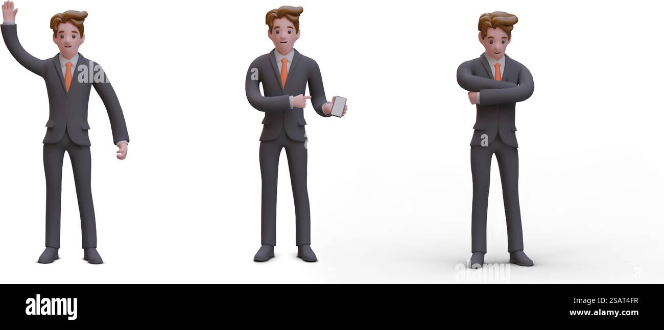 Set of realistic male characters in different poses. Vector man in ...