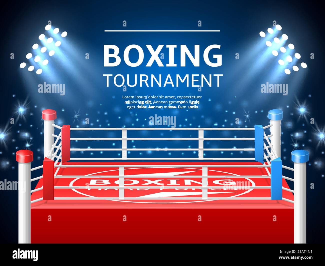 Boxing ring poster. Realistic battle stage, fighting arena, playground ...