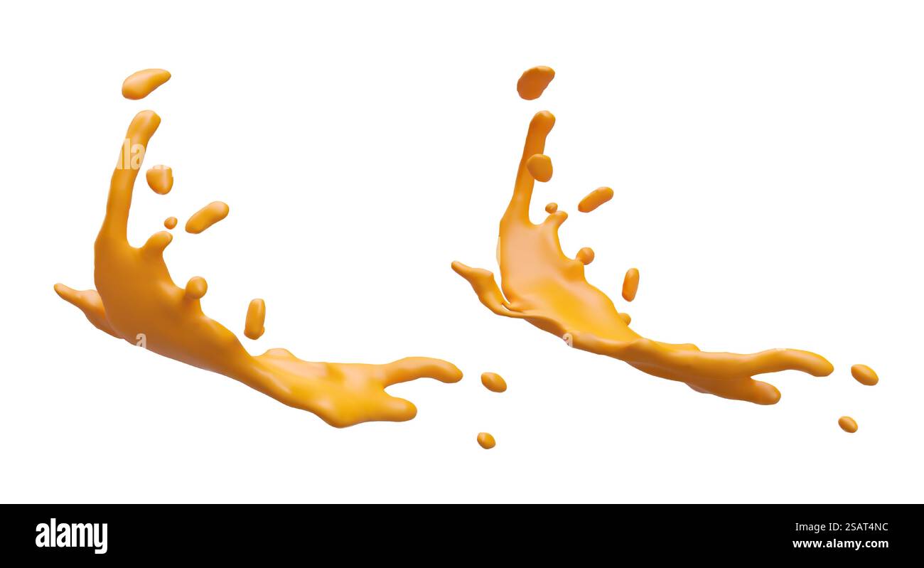 Splashes of orange juice on white background. Liquid splashing fluids ...