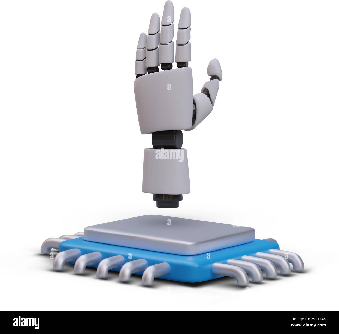Realistic robotic arm, microprocessor. Programmable equipment ...