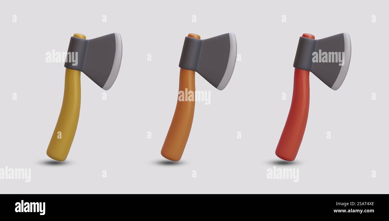 Set of 3D axes with handles of different colors. Premium icons with ...