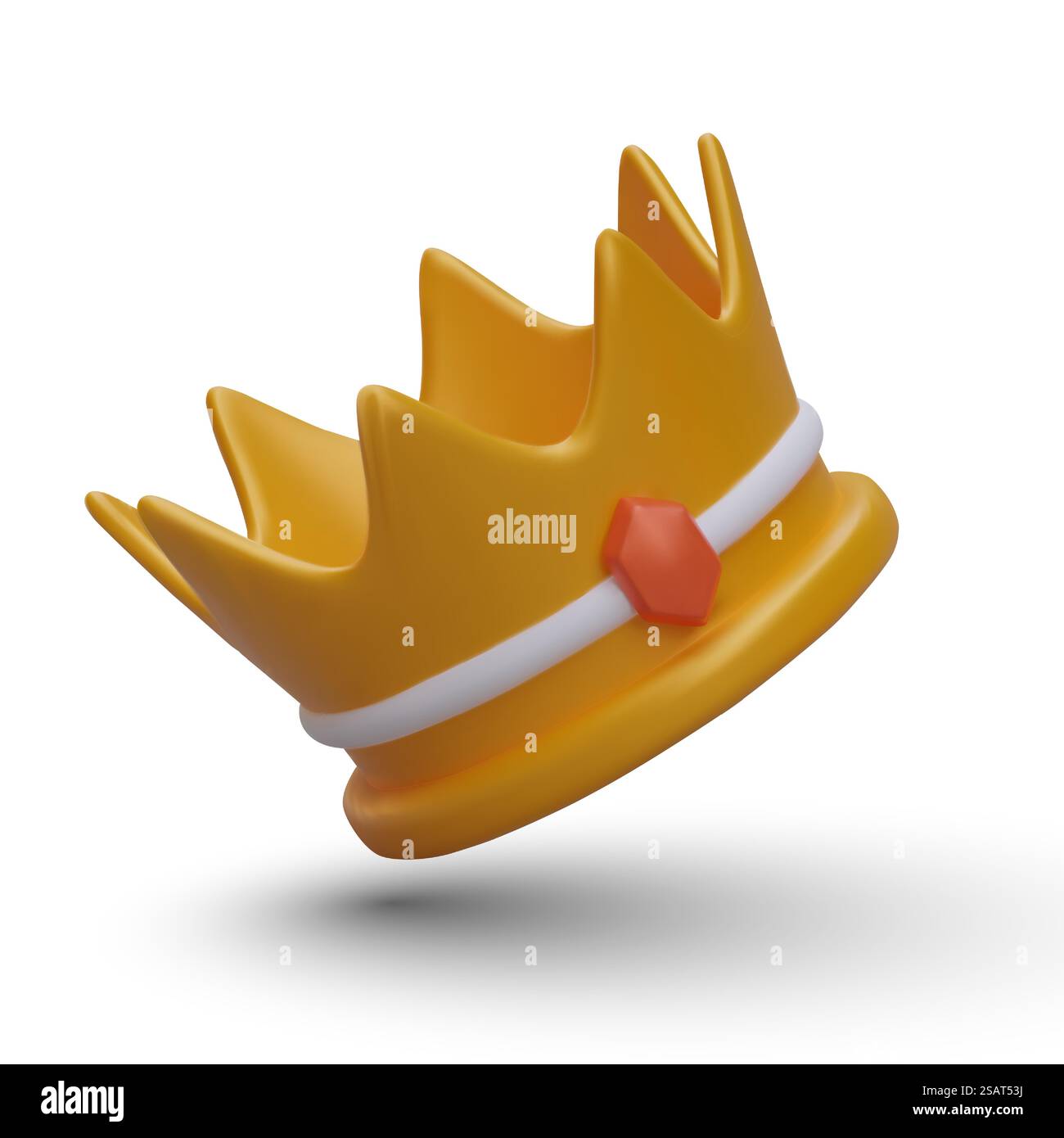 3D gold crown with red crystal. Royal regalia. Illustration in cartoon ...