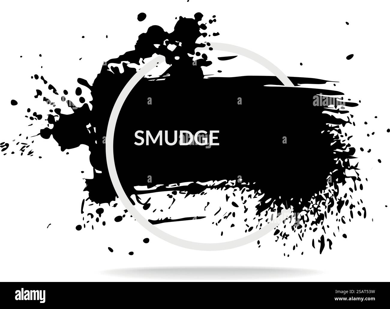 Artistic ink blot. Black paint smudge stain isolated on white ...