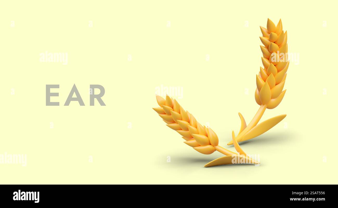 Poster with yellow wheat on yellow background harvesting period hi-res ...