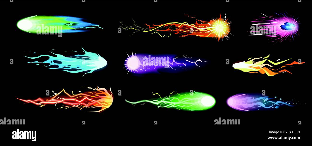 Blasters laser effect mega set in cartoon graphic design. Bundle ...