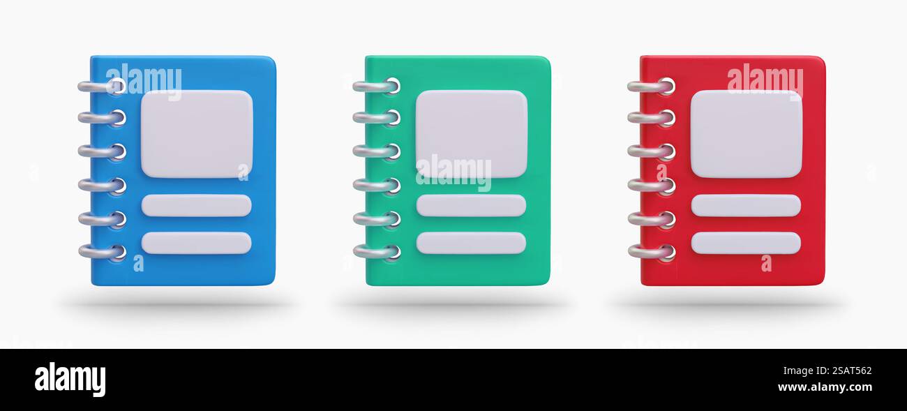 Set of office copybooks in different colors. Realistic notebooks with ...