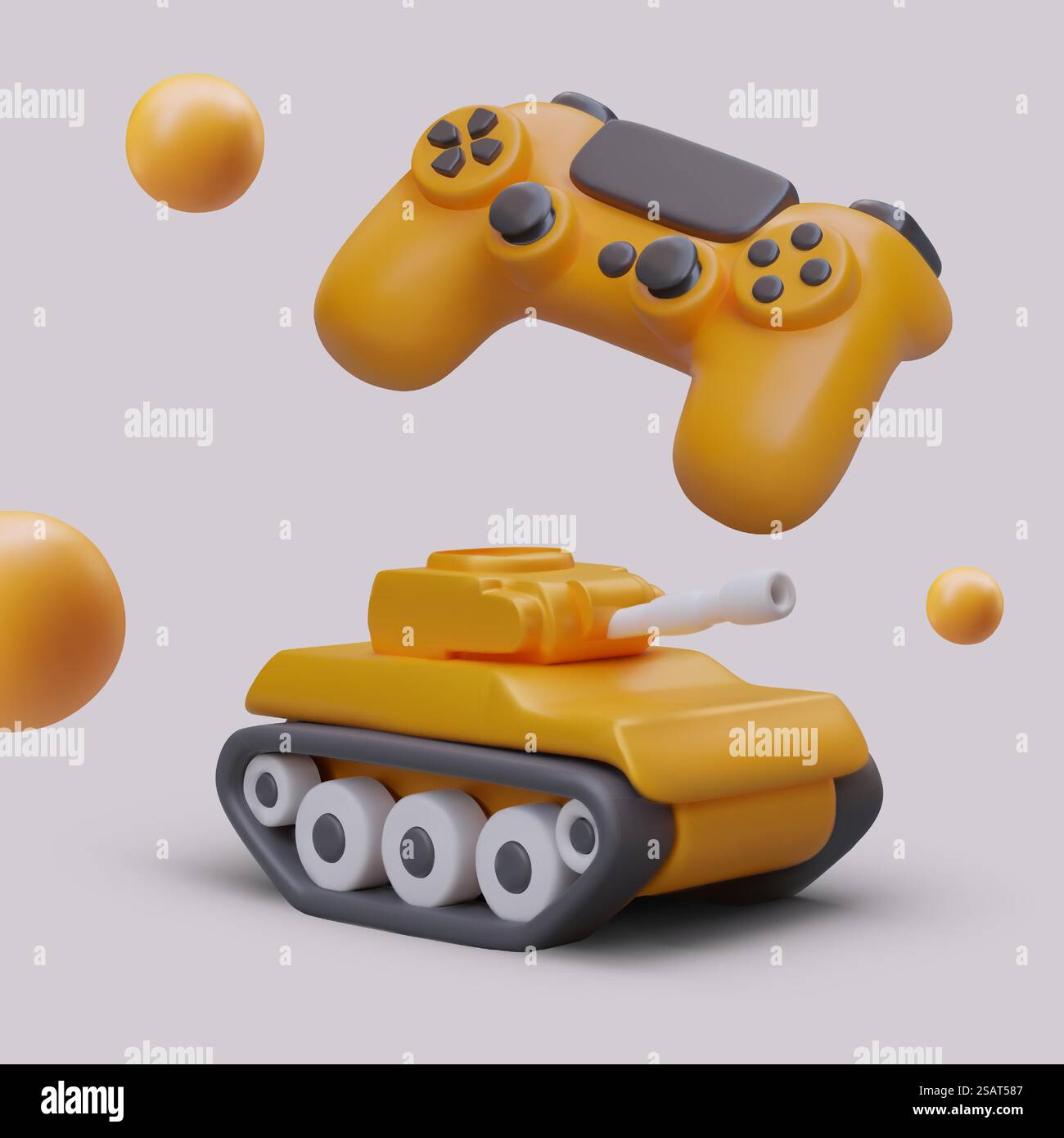 Set of tank and game console in realistic 3d style. War computer game ...