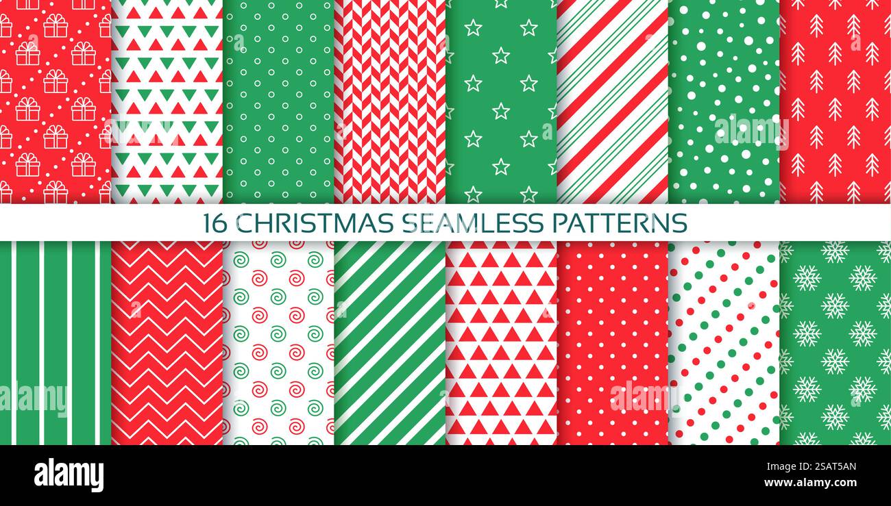 Christmas seamless pattern. Holiday background. Set of retro scrapbook ...
