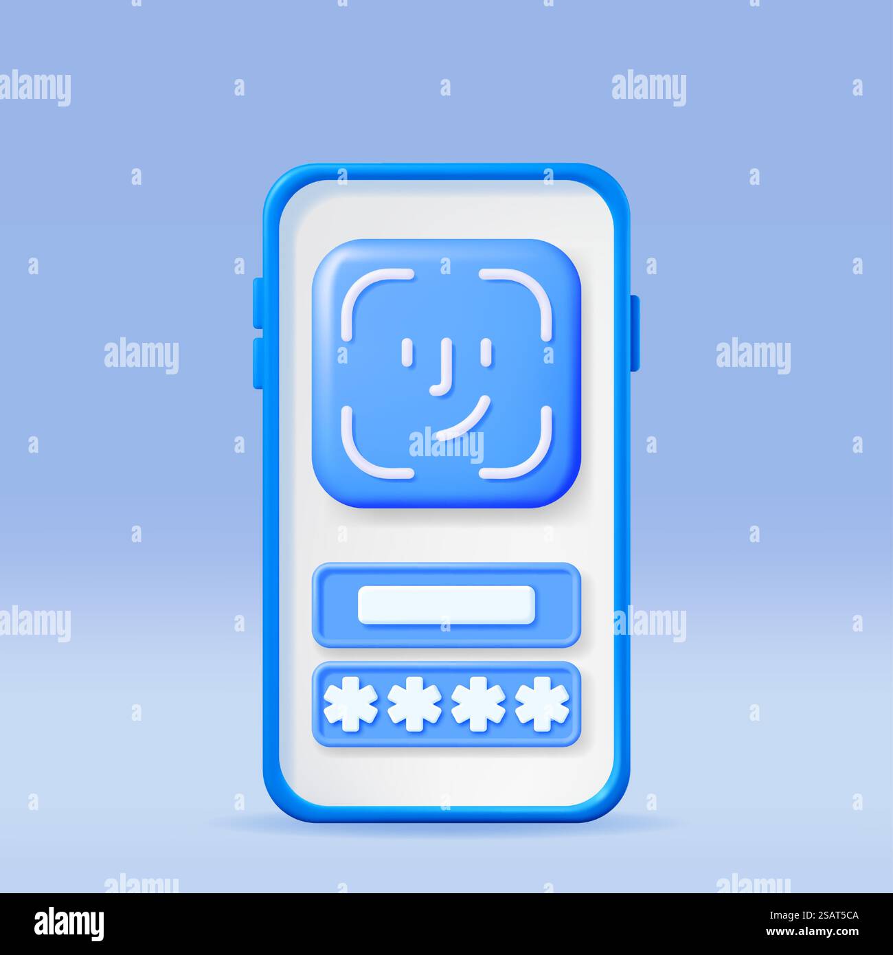 3d Face Recognition Icon On Phone Isolated Render Smartphone With Biometric Face Id Recognition