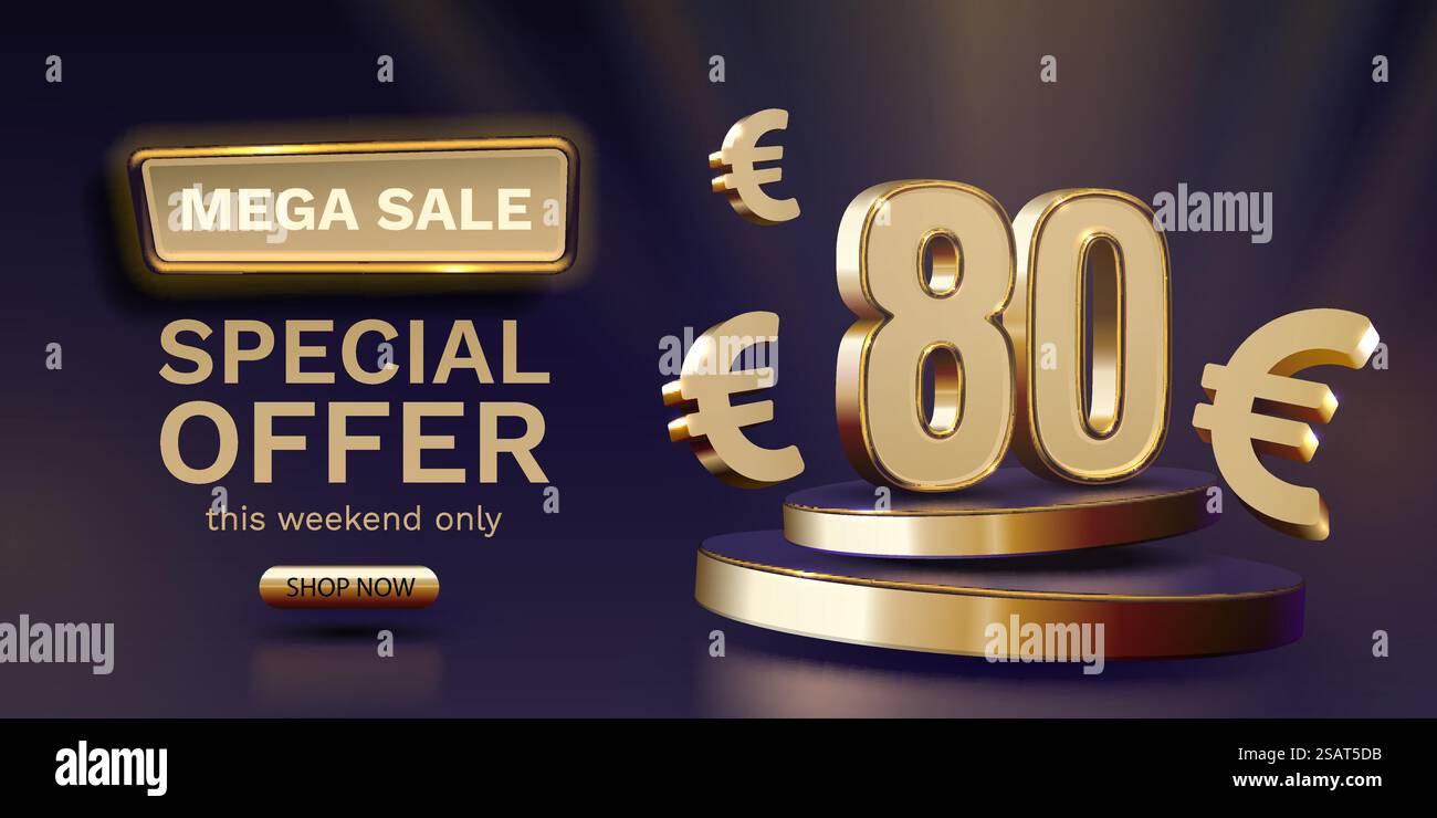 Coupon special voucher 80 euro, Check banner special offer. Vector ...