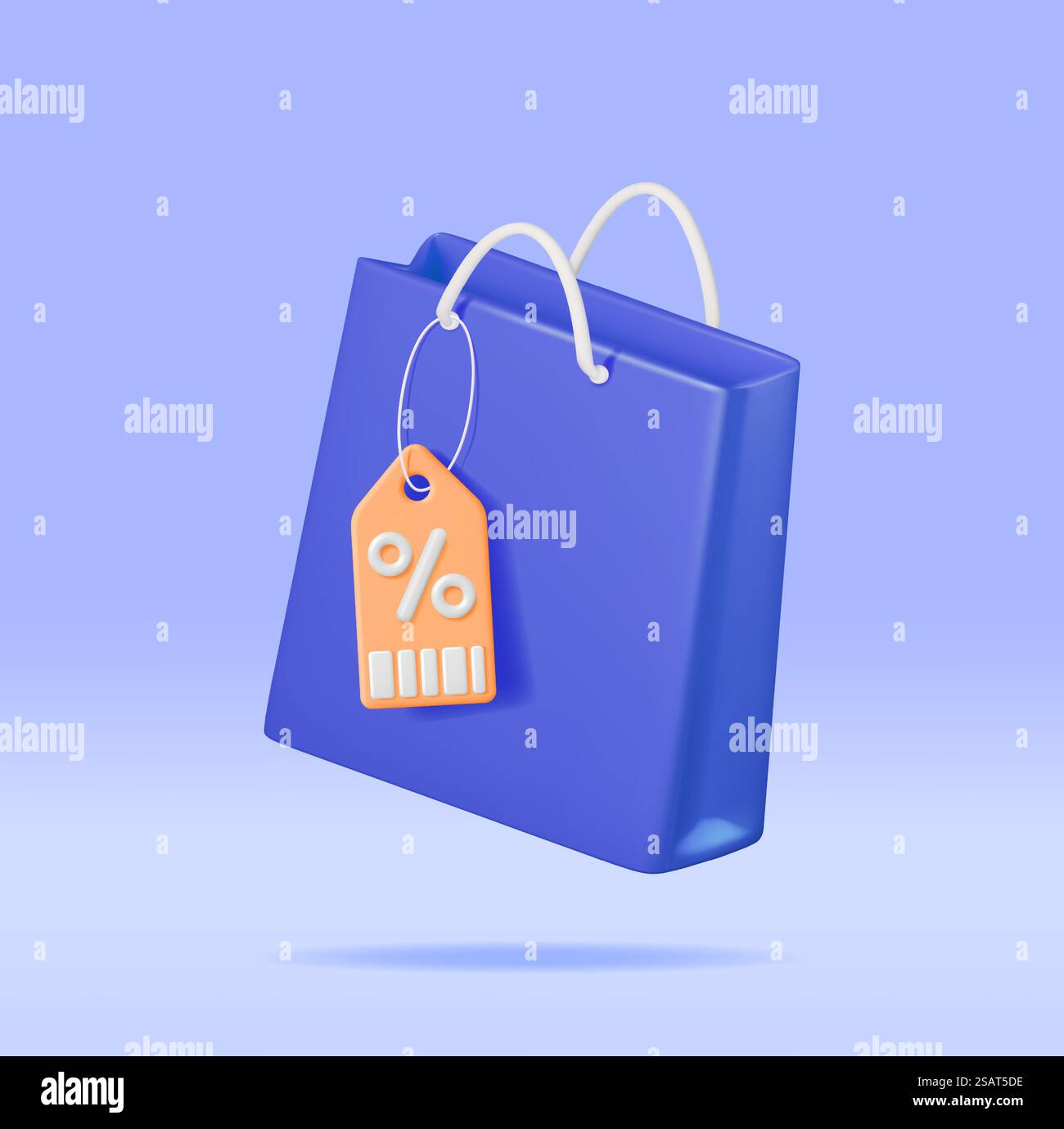 3D Shopping Bag with Price Tag and Percent Sign Isolated. Render ...