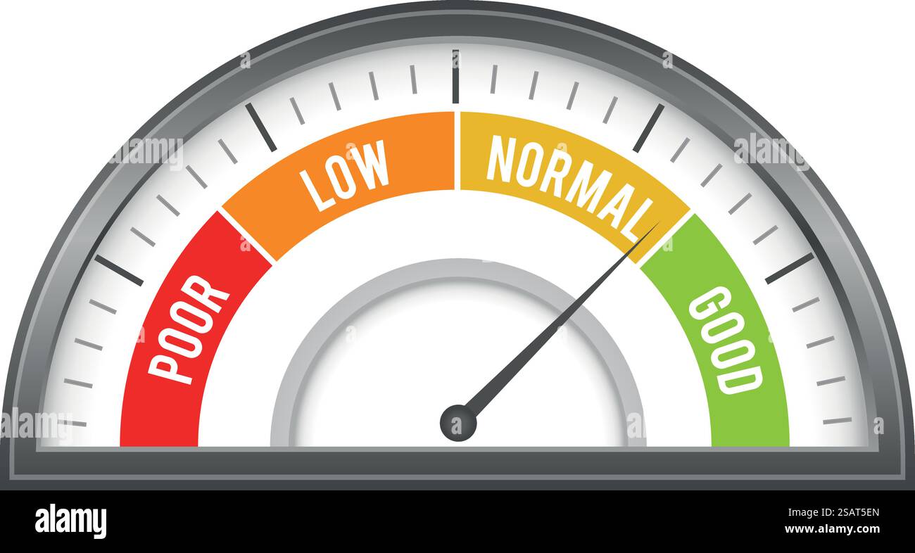 Level measure gauge. Control panel element. Score meter isolated on white background Stock ...