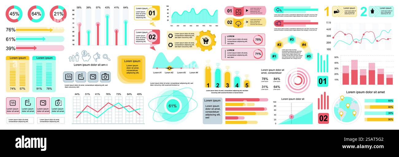 Mega set of infographic elements data visualization vector design ...