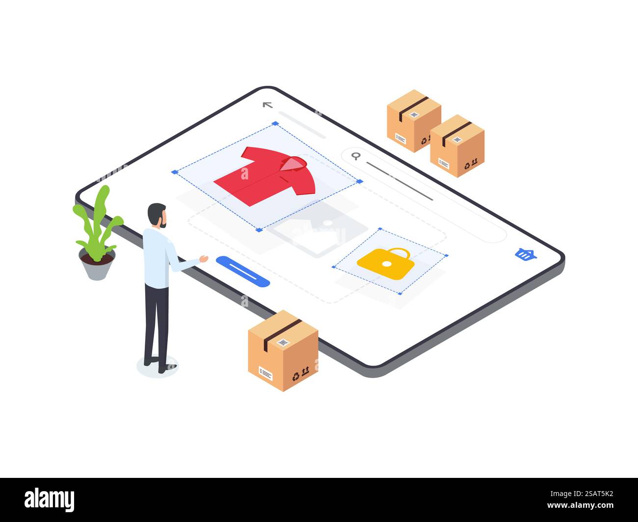 Flat Isometric illustration design. Upload product images on an ...